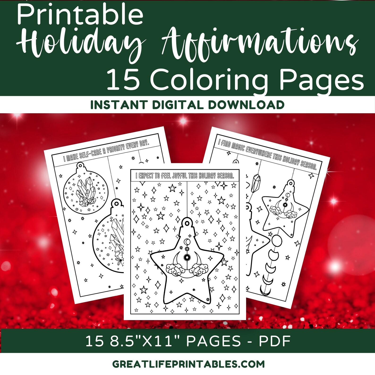 Holiday Affirmations Holiday Coloring Pages Printable - Etsy