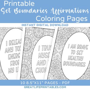 Set Boundaries Coloring Pages, Affirmation Coloring Pages, Printable ...
