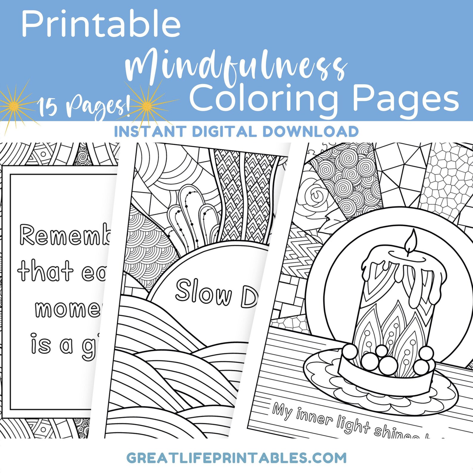 Printable Mindfulness Coloring Pages, Printable Coloring Pages, Adult ...