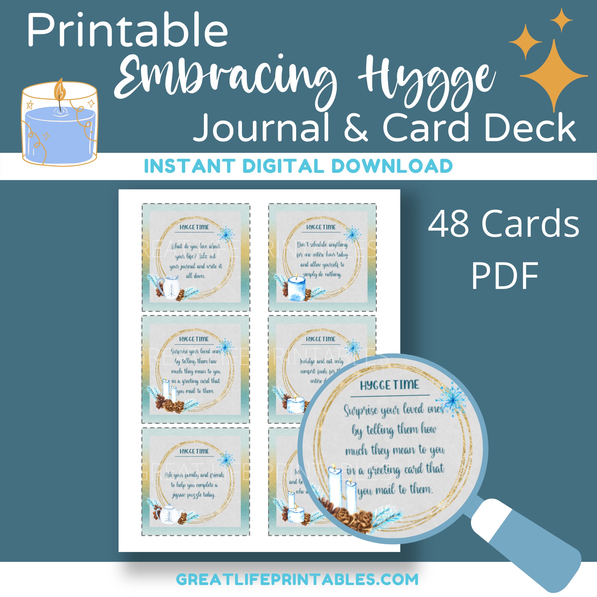 Hygge Gift Bundle, Printable Hygge Journal, Hygge Printable Card Deck ...