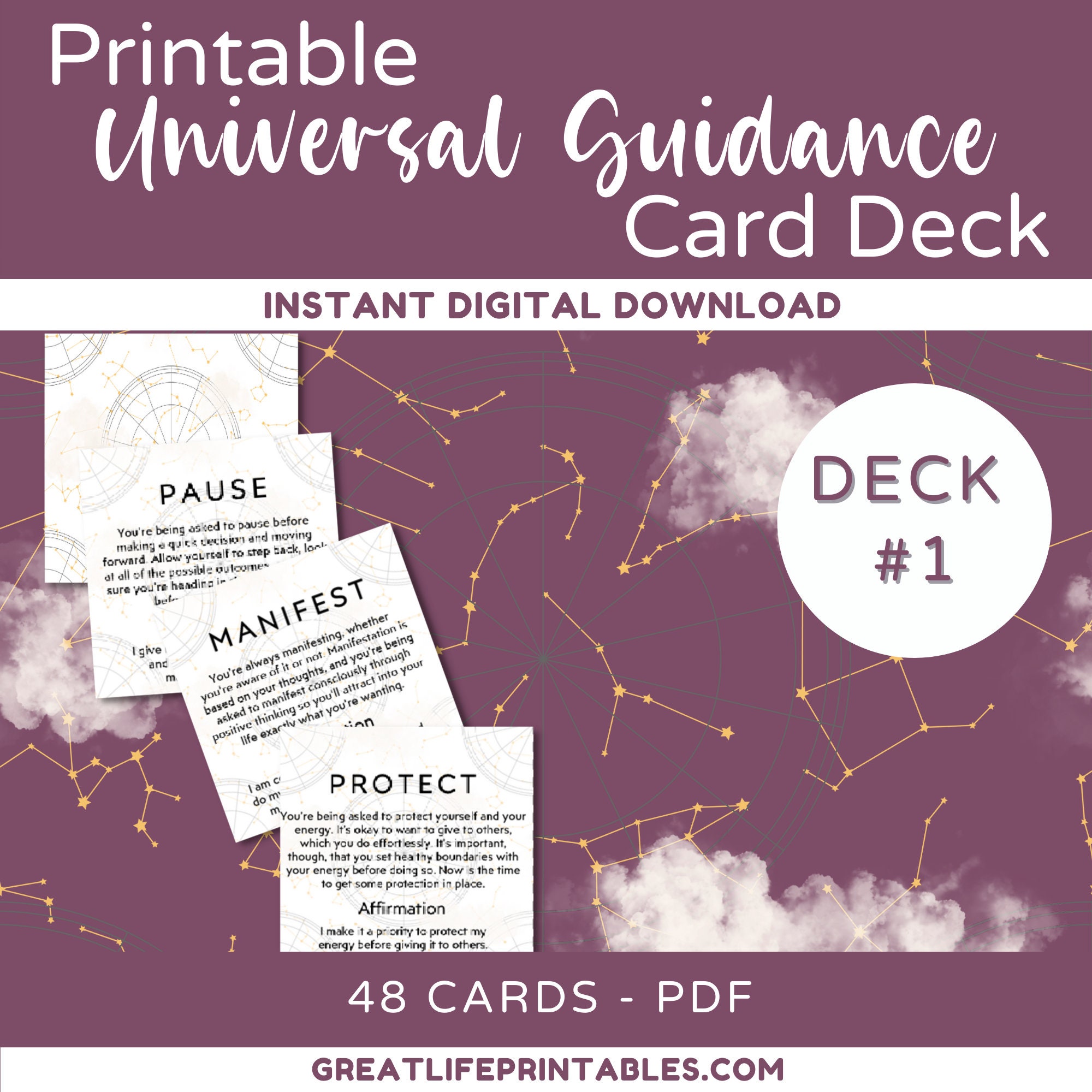 Spiritual Guidance, Printable Card Deck, Oracle Cards, Fortune Teller ...