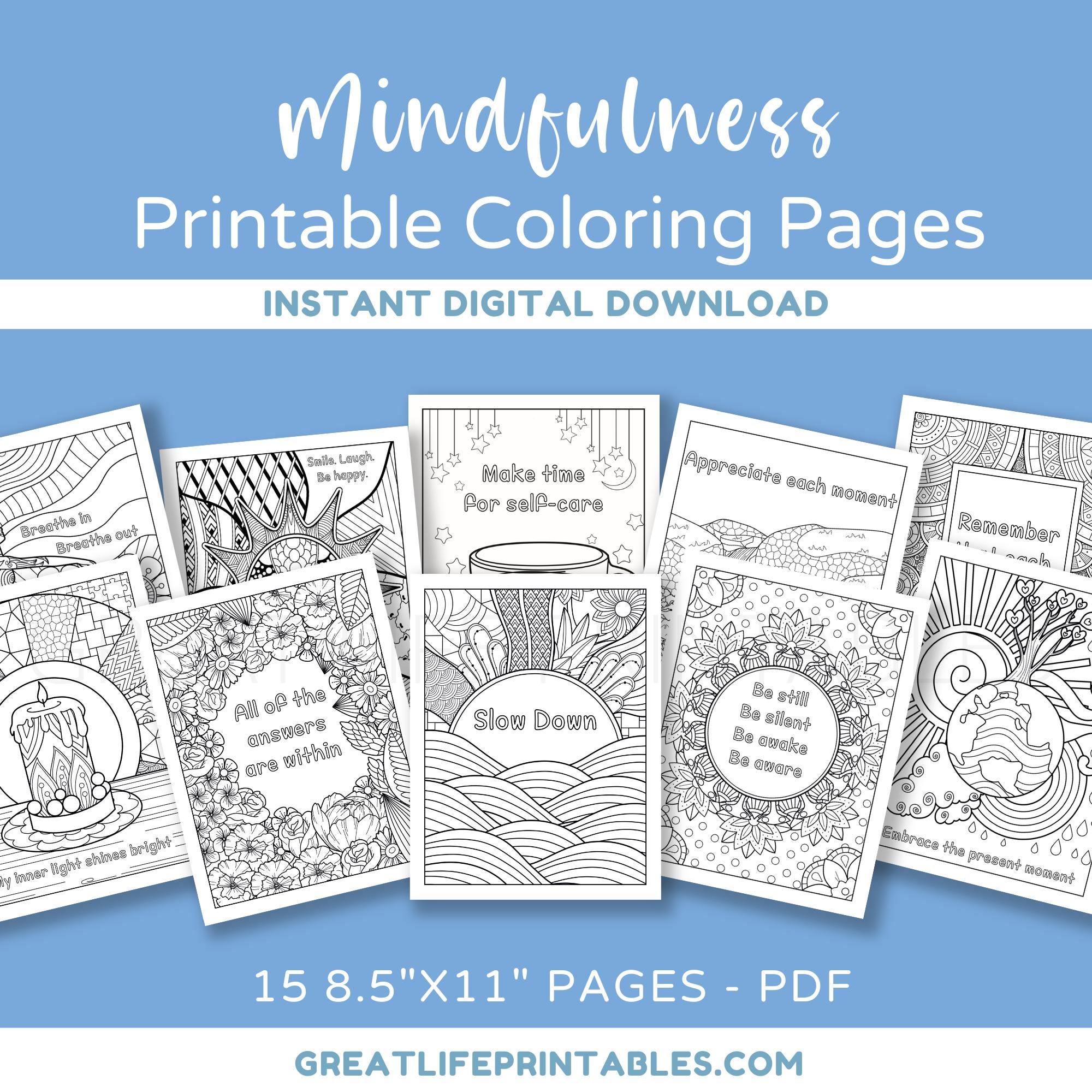 Printable Mindfulness Coloring Pages, Printable Coloring Pages, Adult ...