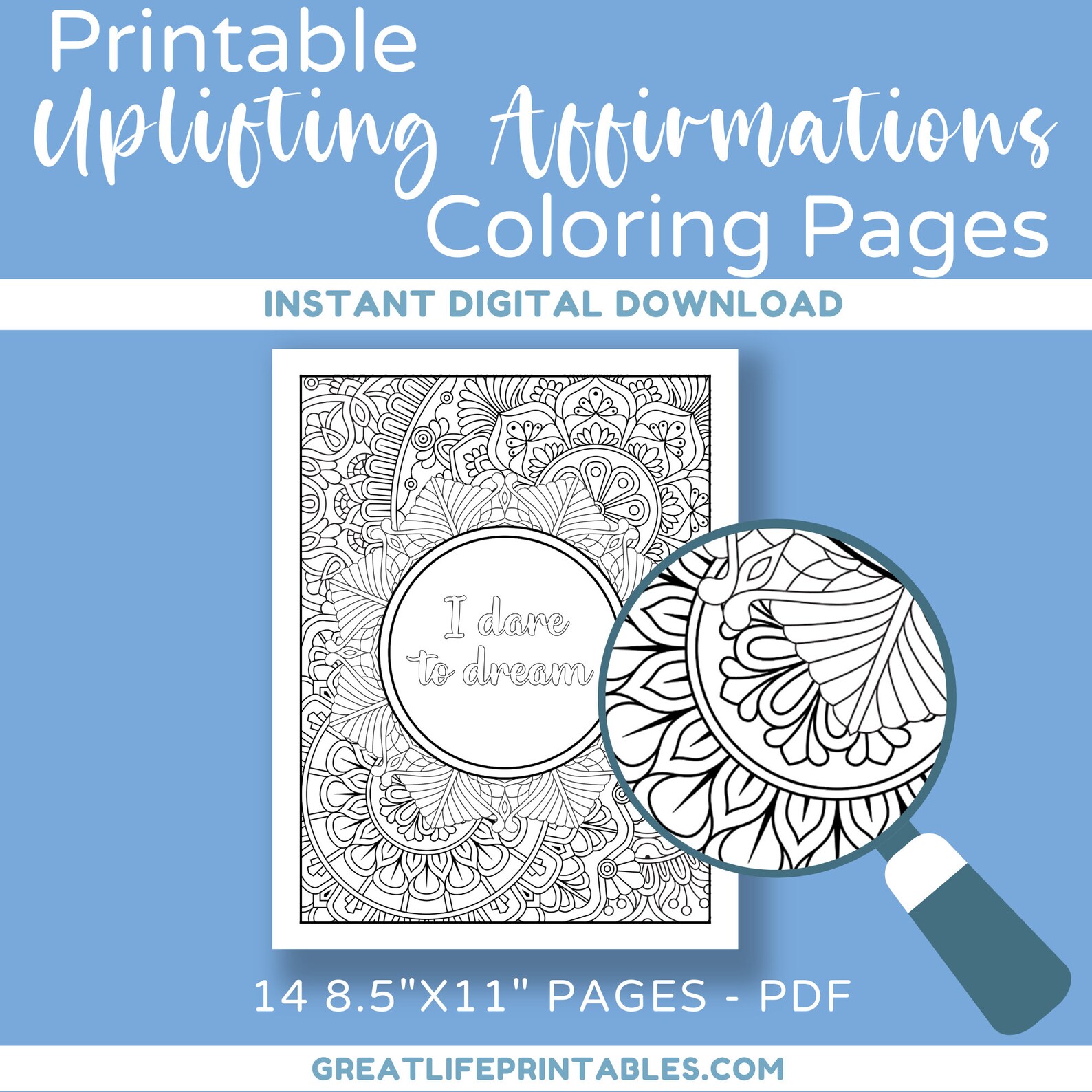 Printable Affirmation Coloring Pages, Relaxing Coloring Pages, Adult ...