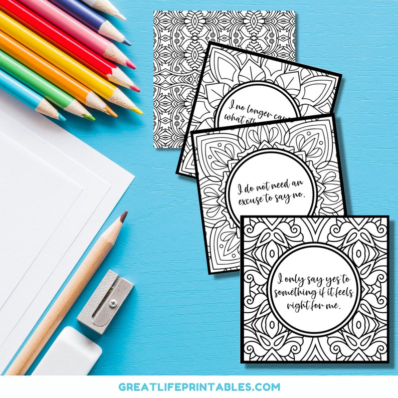 Set Boundaries Printable Affirmations Card Deck, Printable Affirmation ...