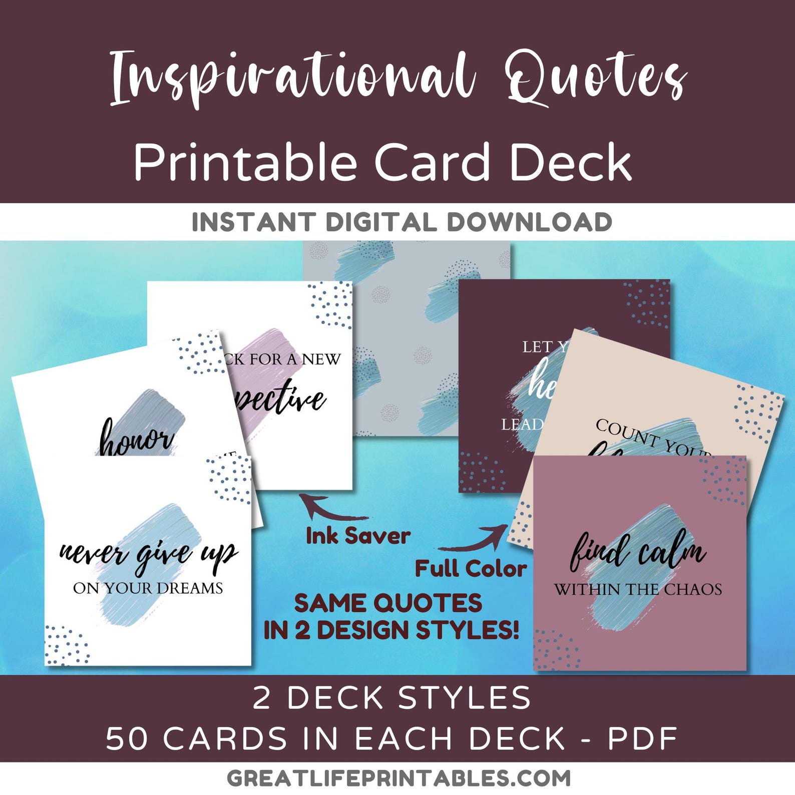 Motivational Cards, Positive Quote Cards, Printable Card Deck ...