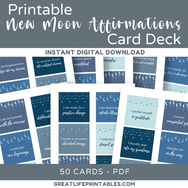 New Moon Affirmations, Printable Affirmations, Affirmation Cards ...