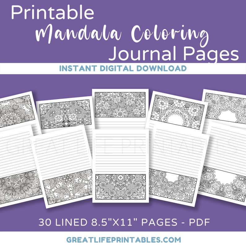Mandala Coloring, Printable Journal, Adult Coloring, Coloring Sheets ...