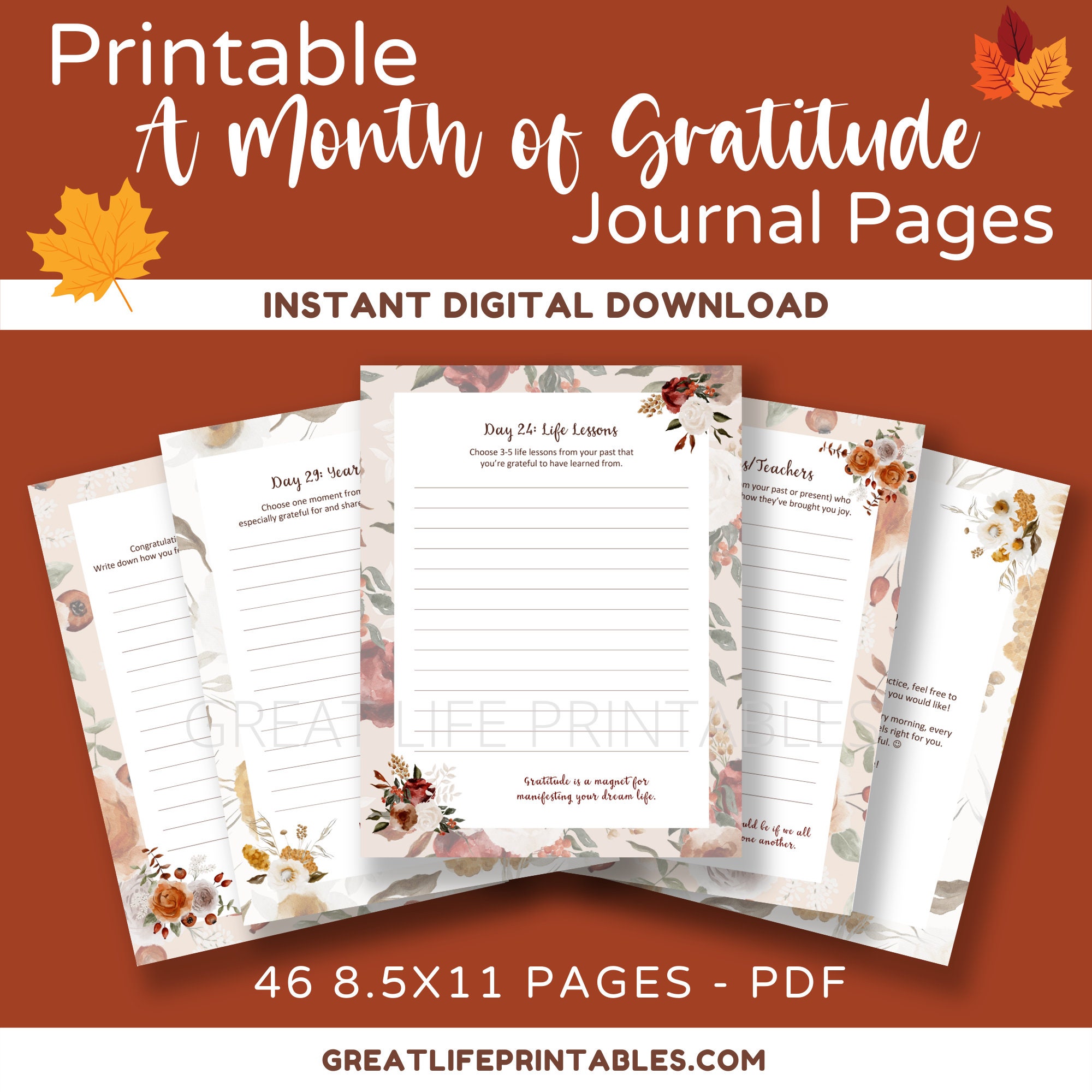 Gratitude Journal Printable Journal Autumn Journal Journal - Etsy