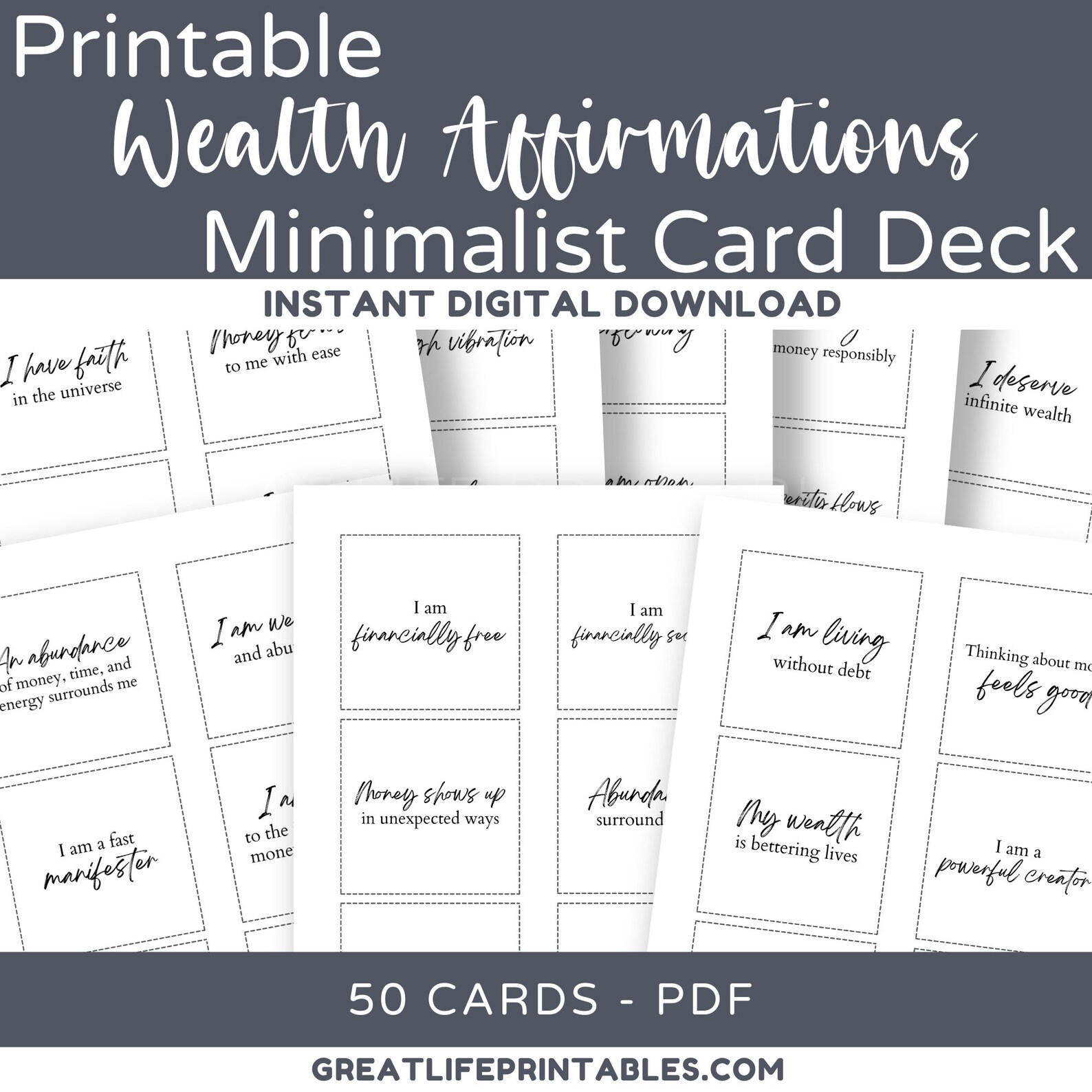 Manifest Wealth Affirmations, Abundance Affirmations, Printable ...