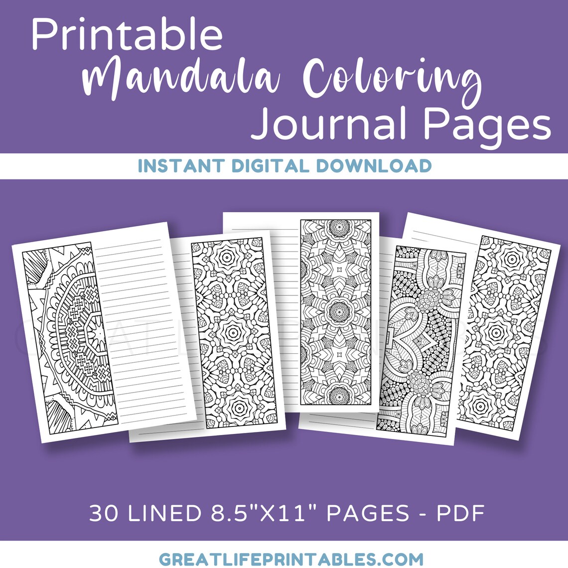 Mandala Coloring, Printable Journal, Adult Coloring, Coloring Sheets ...
