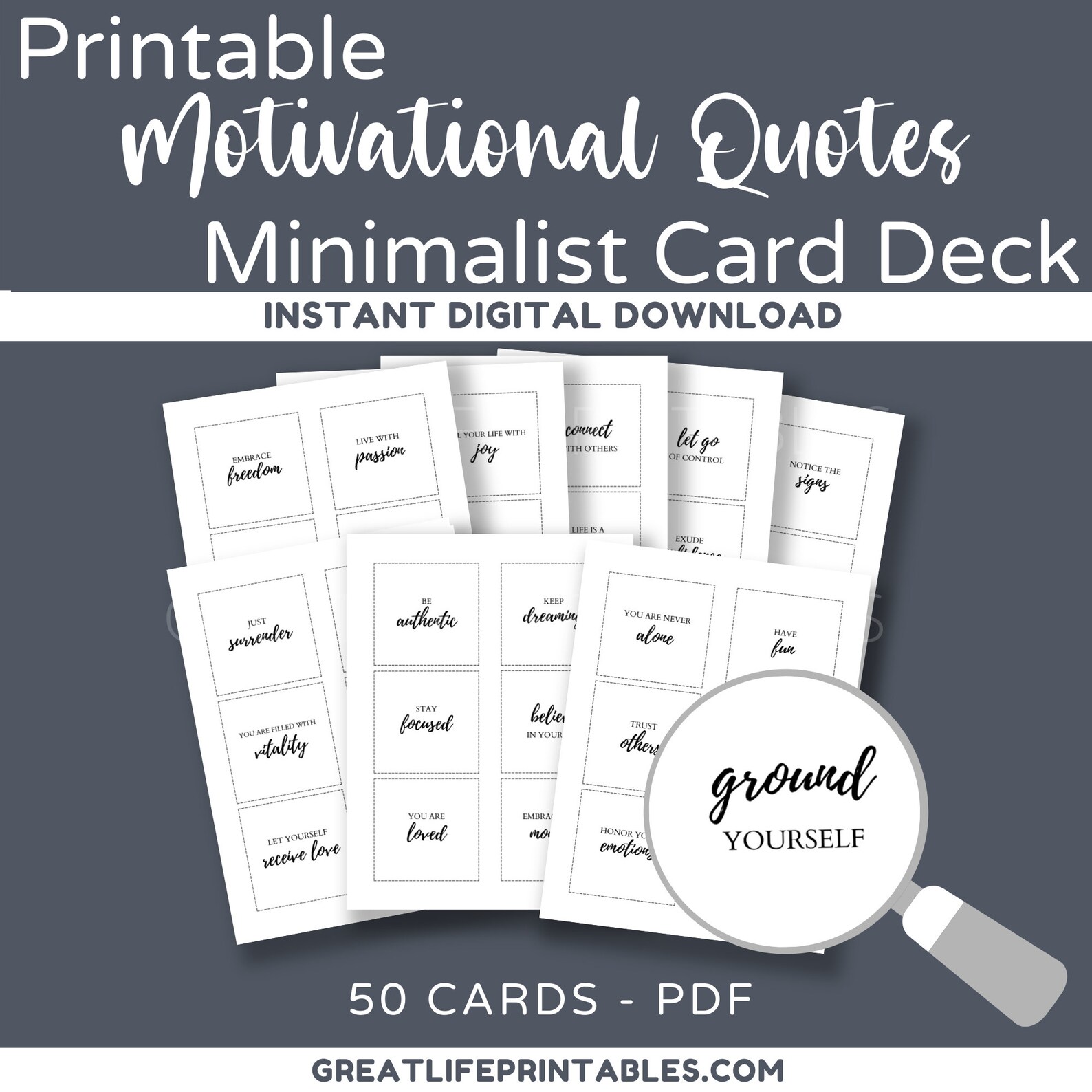 Motivational Cards, Printable Card Deck, Inspirational Quotes, Positive ...