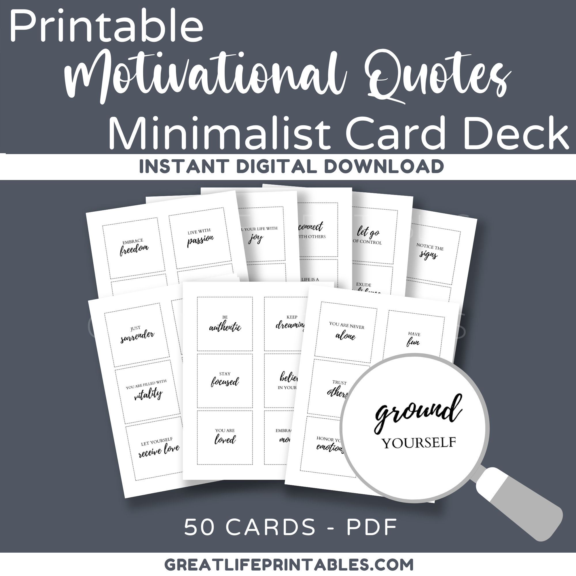 Motivational Cards, Printable Card Deck, Inspirational Quotes, Positive ...