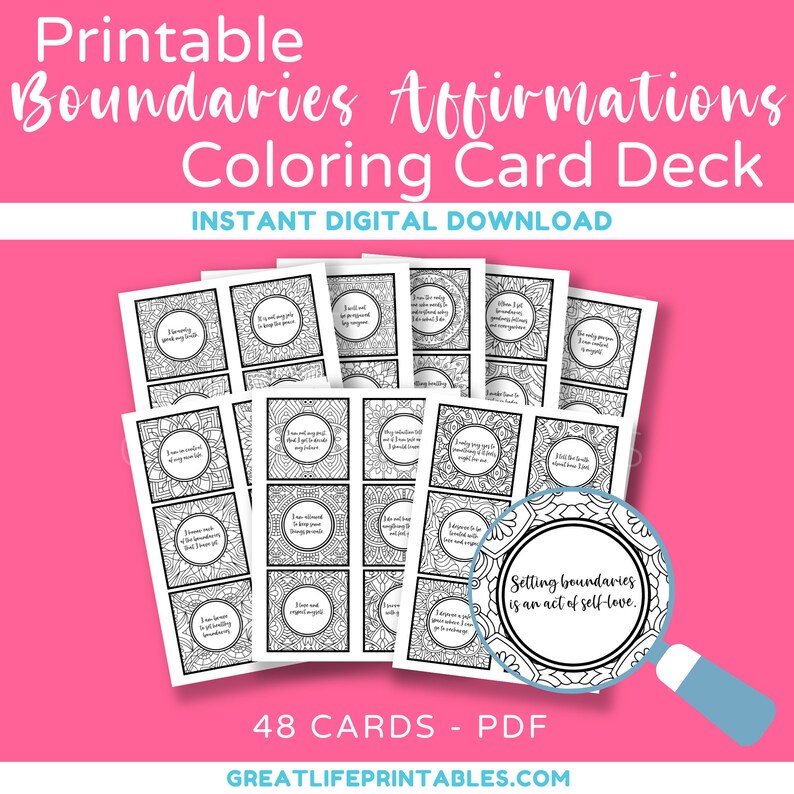 Set Boundaries Printable Affirmations Card Deck, Printable Affirmation Cards, Affirmation ...