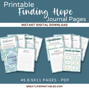 Finding Hope, Printable Journal, Journal Prompts, Self Care Journal ...