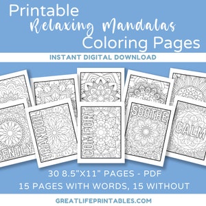 Printable Floral Mandala Coloring Pages, Relaxing Coloring Pages, Adult ...