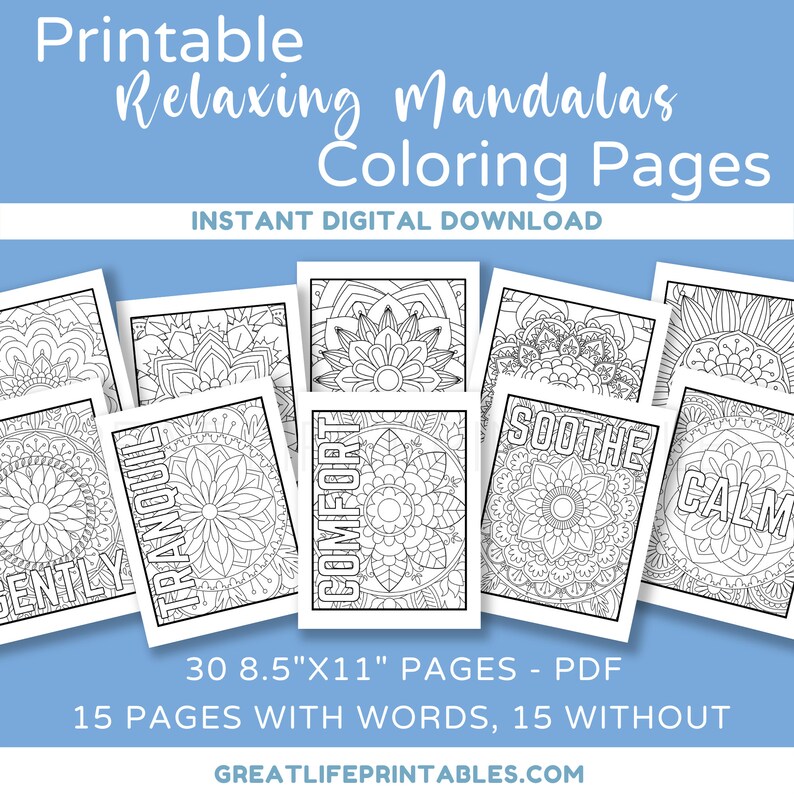 Printable Floral Mandala Coloring Pages, Relaxing Coloring Pages, Adult ...
