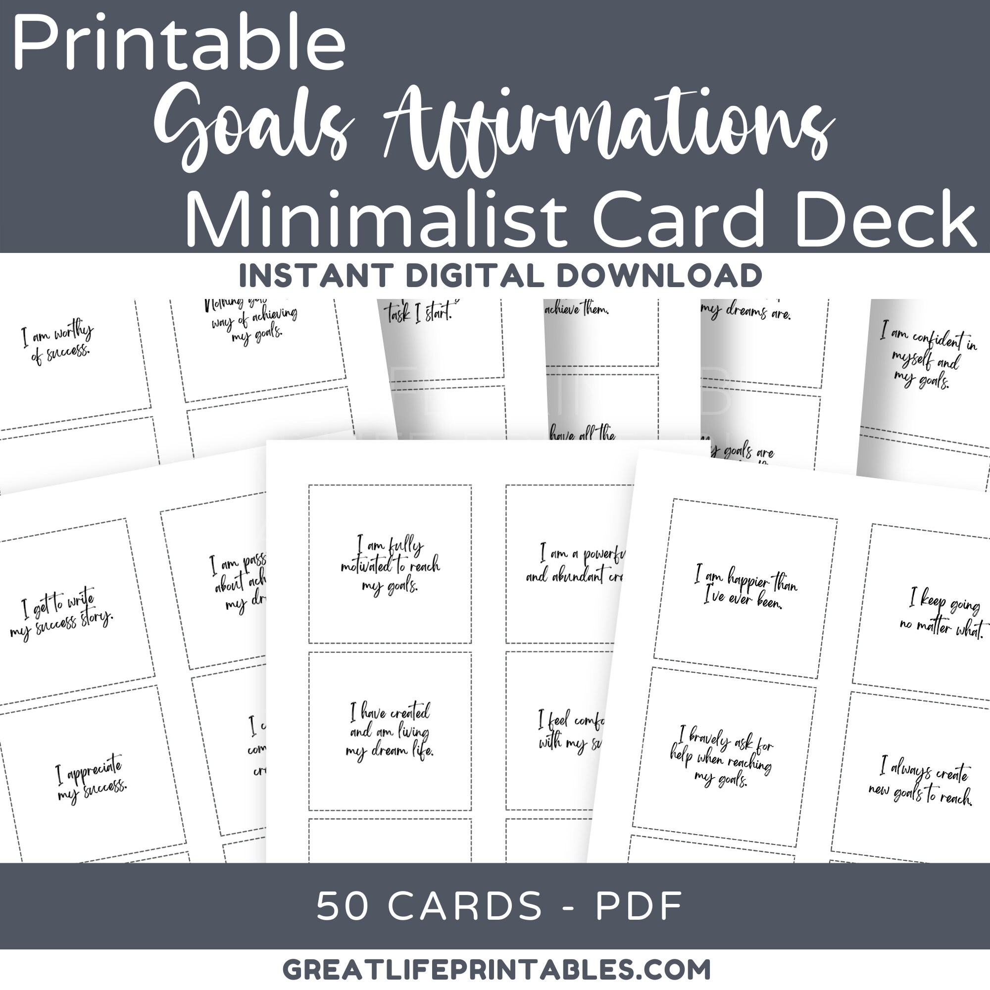 Goal Setting, Printable Affirmations, Affirmation Deck, Daily ...