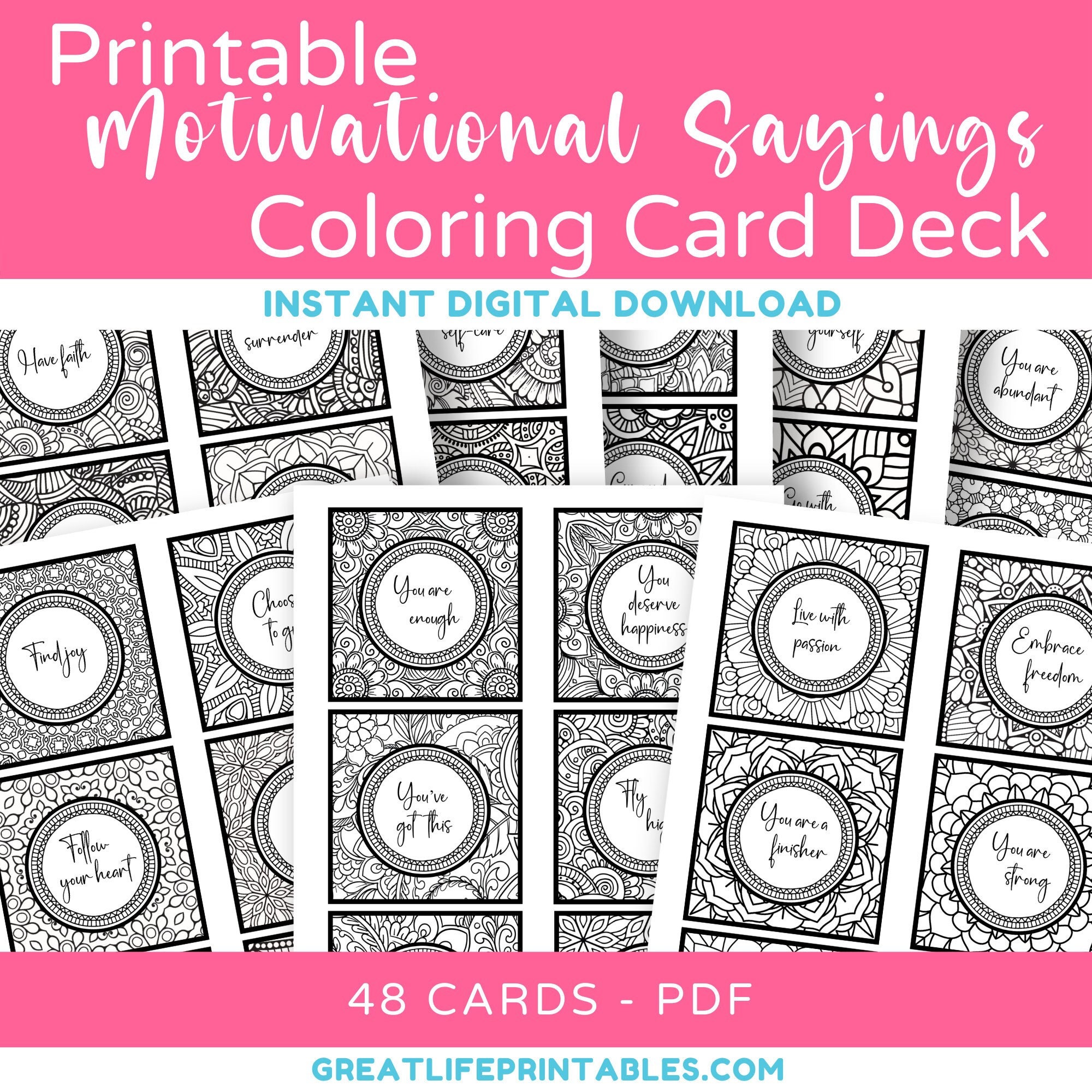 Motivational Sayings Printable Card Deck, Printable Affirmation Cards ...