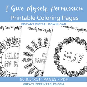 Printable Permission Slip Coloring Pages Bundle, Adult Coloring Pages ...