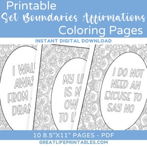 Set Boundaries Coloring Pages, Affirmation Coloring Pages, Printable ...