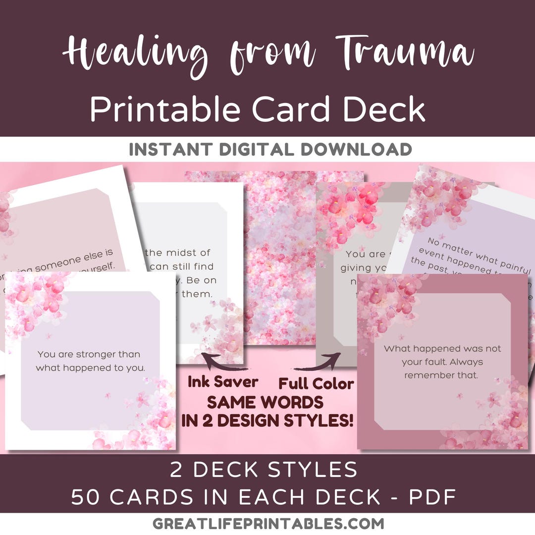 Trauma Healing, Printable Card Deck, Trauma Recovery, Self Healing ...