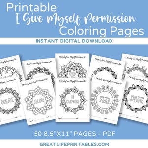 Printable Permission Slip Coloring Pages Bundle, Adult Coloring Pages ...