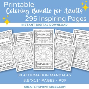 Printable Coloring Mandala Bundle, Coloring Pages Adult, Coloring Pages ...
