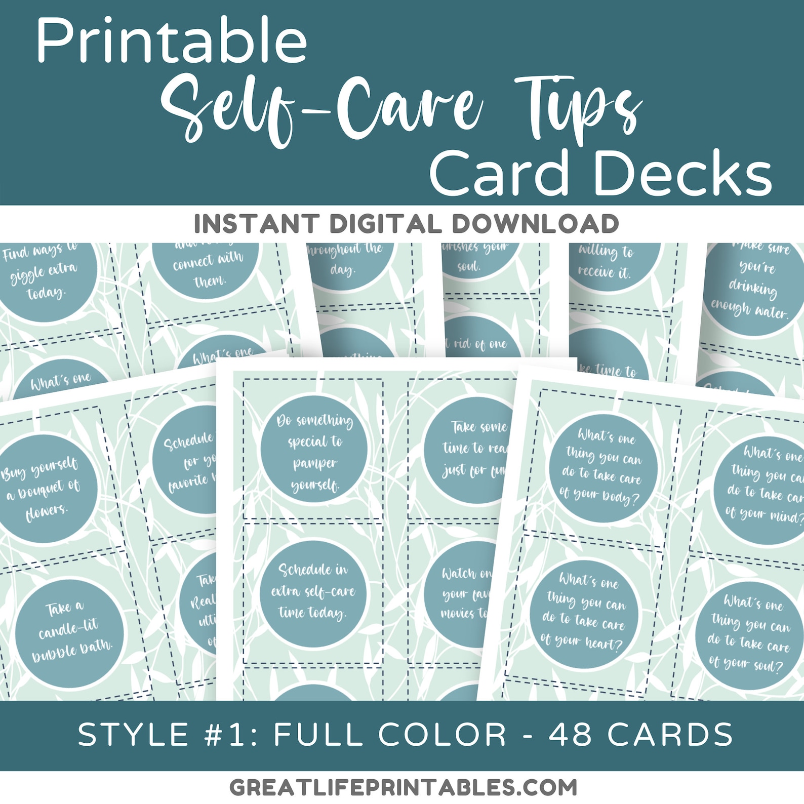 Printable Self-care Cards, Self Care Card Deck, Self Care Tips, Self ...