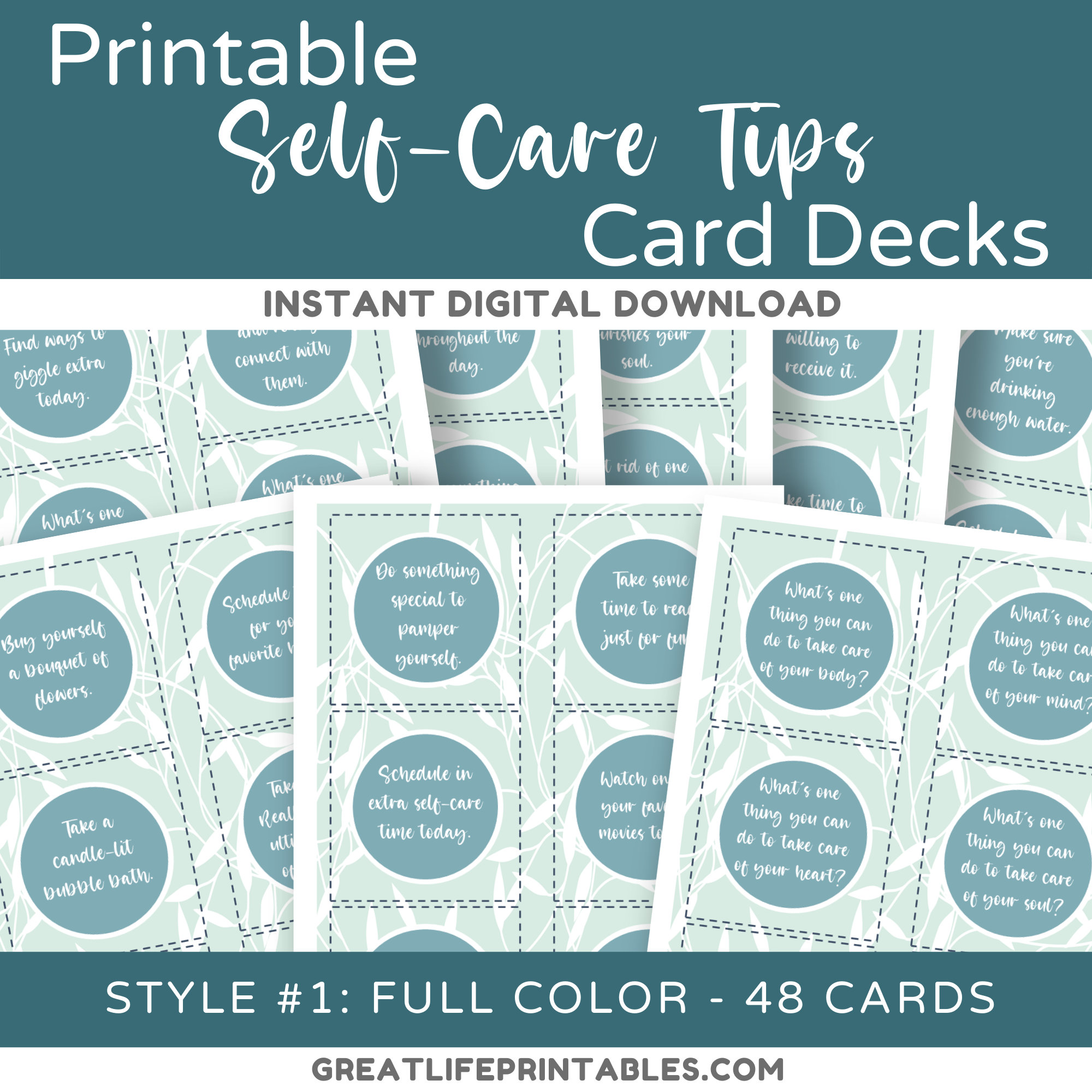 Printable Self-care Cards, Self Care Card Deck, Self Care Tips, Self ...