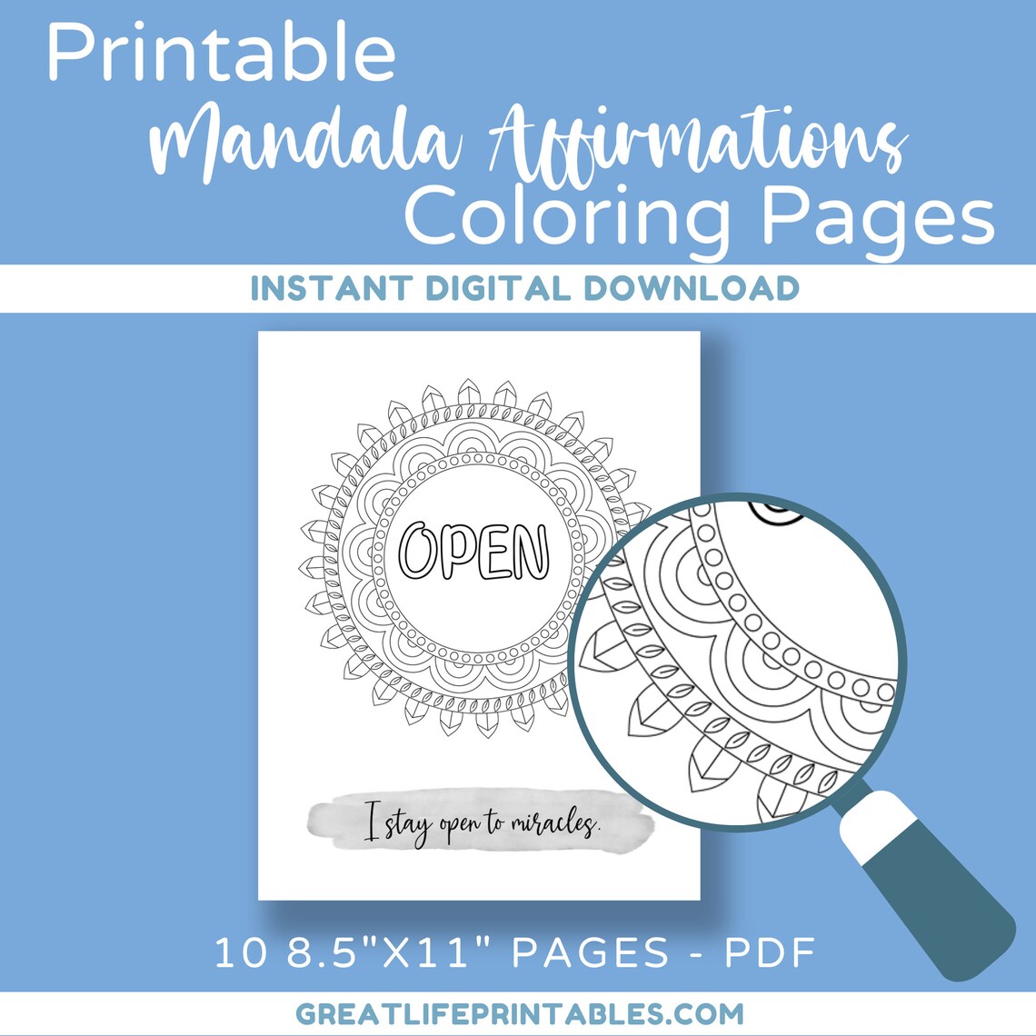 Printable Mandala Affirmations Coloring Pages Vol 4, Adult Coloring ...