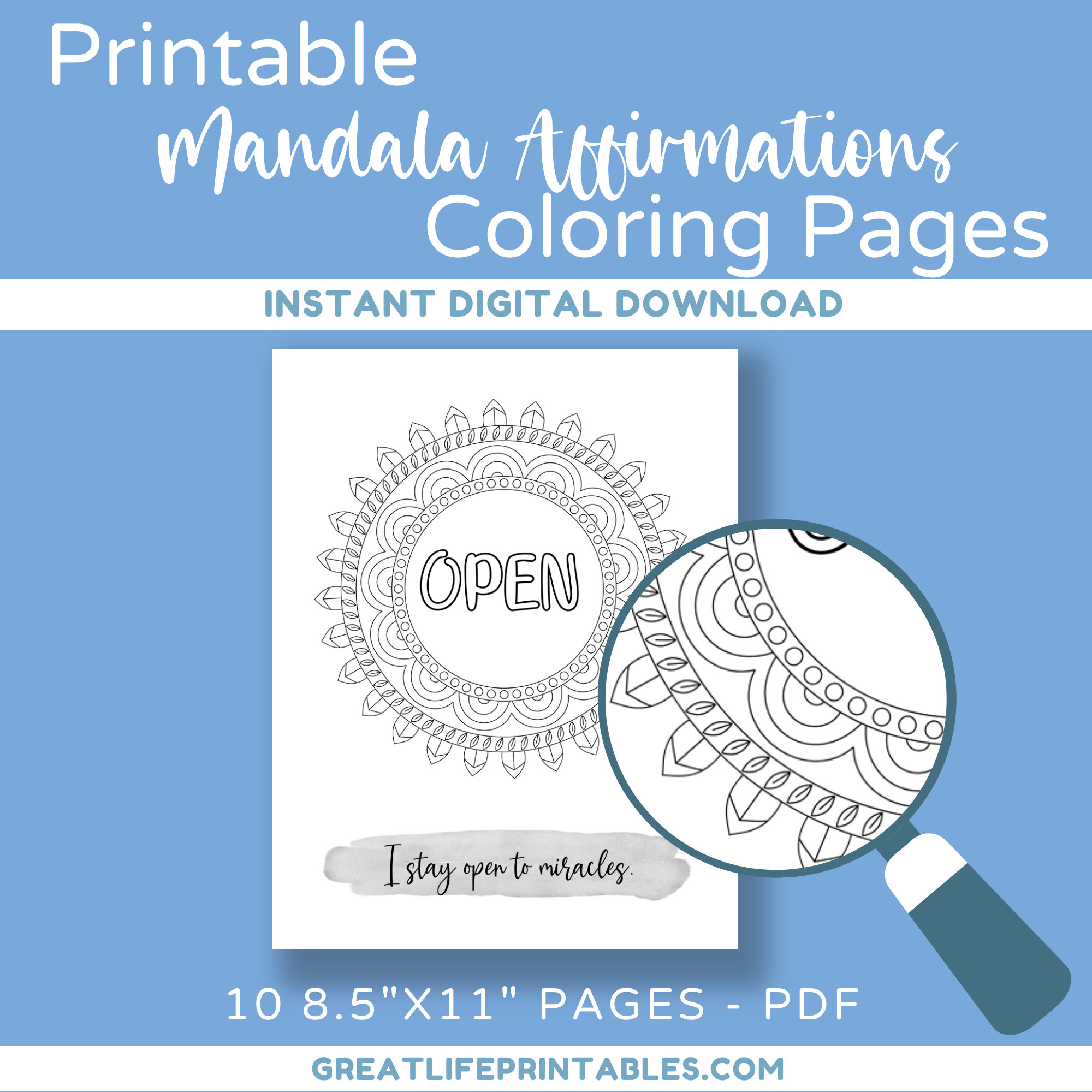 Printable Mandala Affirmations Coloring Pages Vol 4, Adult Coloring ...