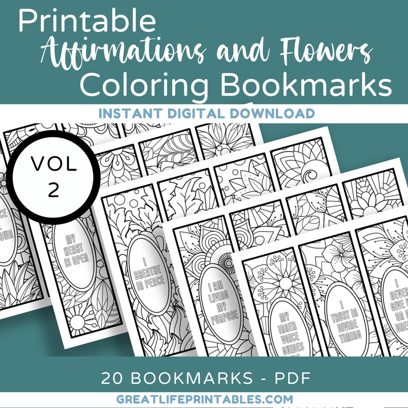 Coloring Bookmarks Printable Bookmarks Bookmark Set Floral - Etsy