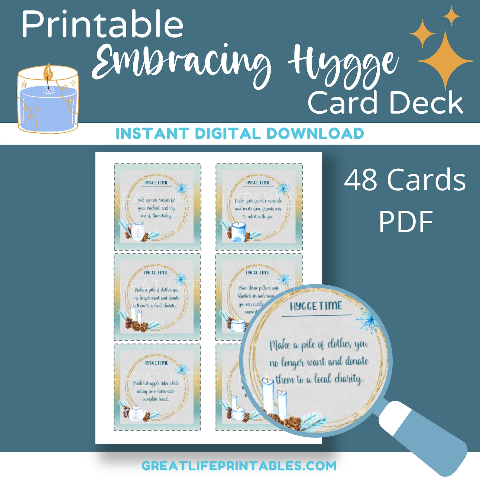 Hygge Printable Card Deck Hygge Gift Self Care Cards Winter - Etsy