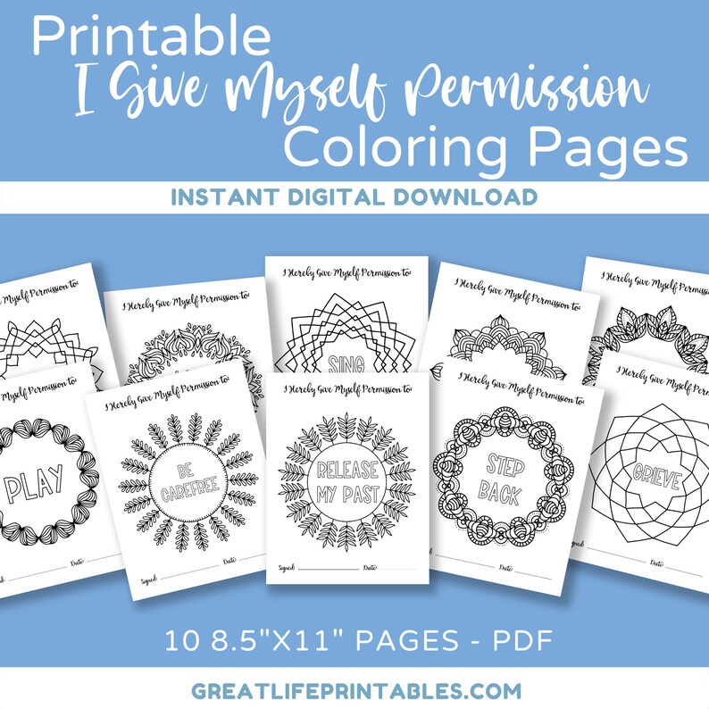 Printable Permission Slip Coloring Pages Vol 5, Gift for Moms, Adult ...