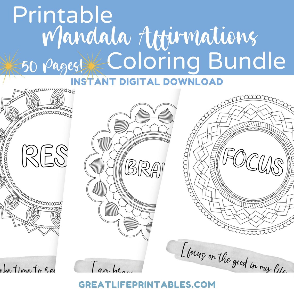 Printable Mandala Affirmations Coloring Pages Bundle Adult - Etsy