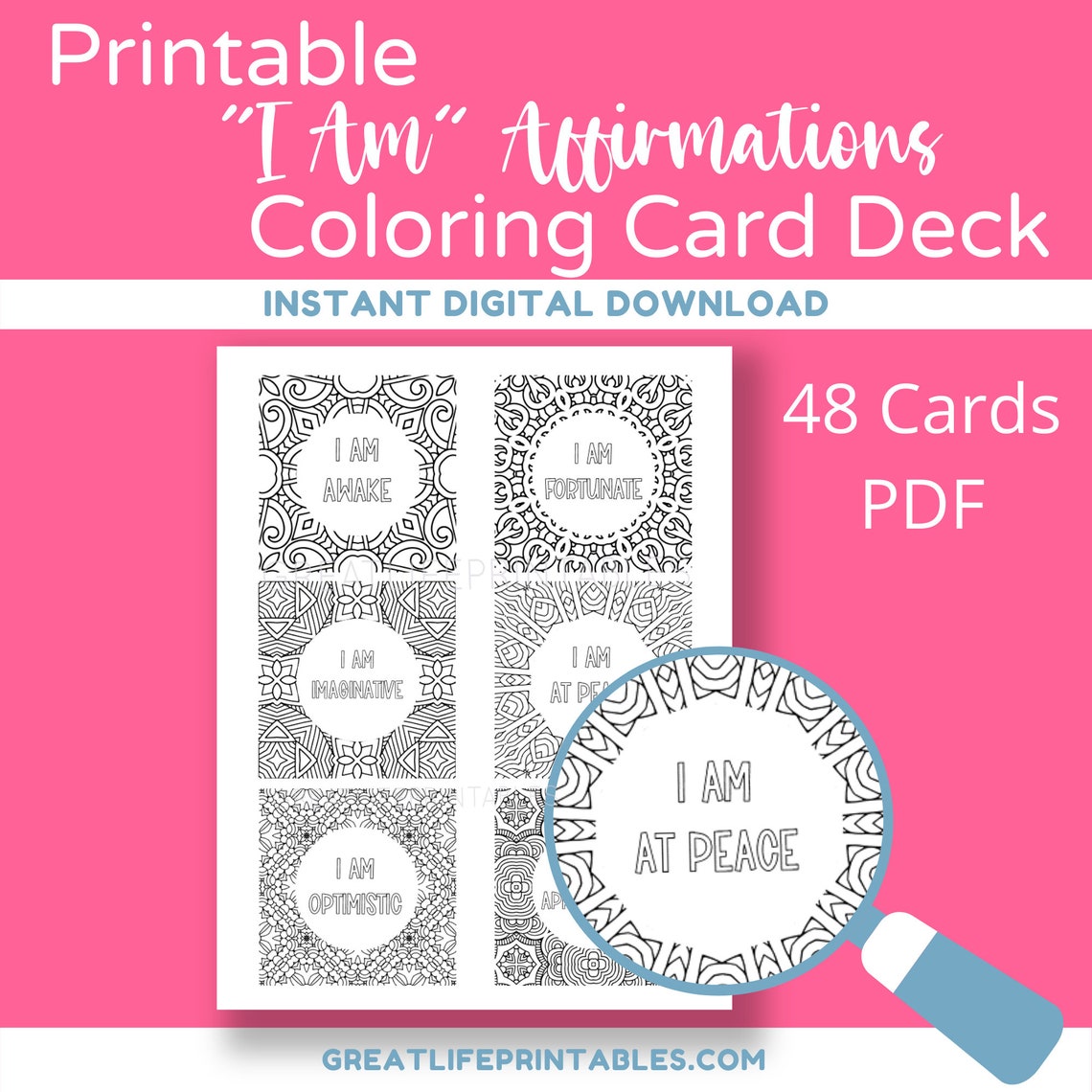 Printable I Am Affirmations Card Deck, Printable Affirmation Cards ...