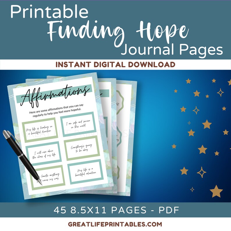 Finding Hope, Printable Journal, Journal Prompts, Self Care Journal ...