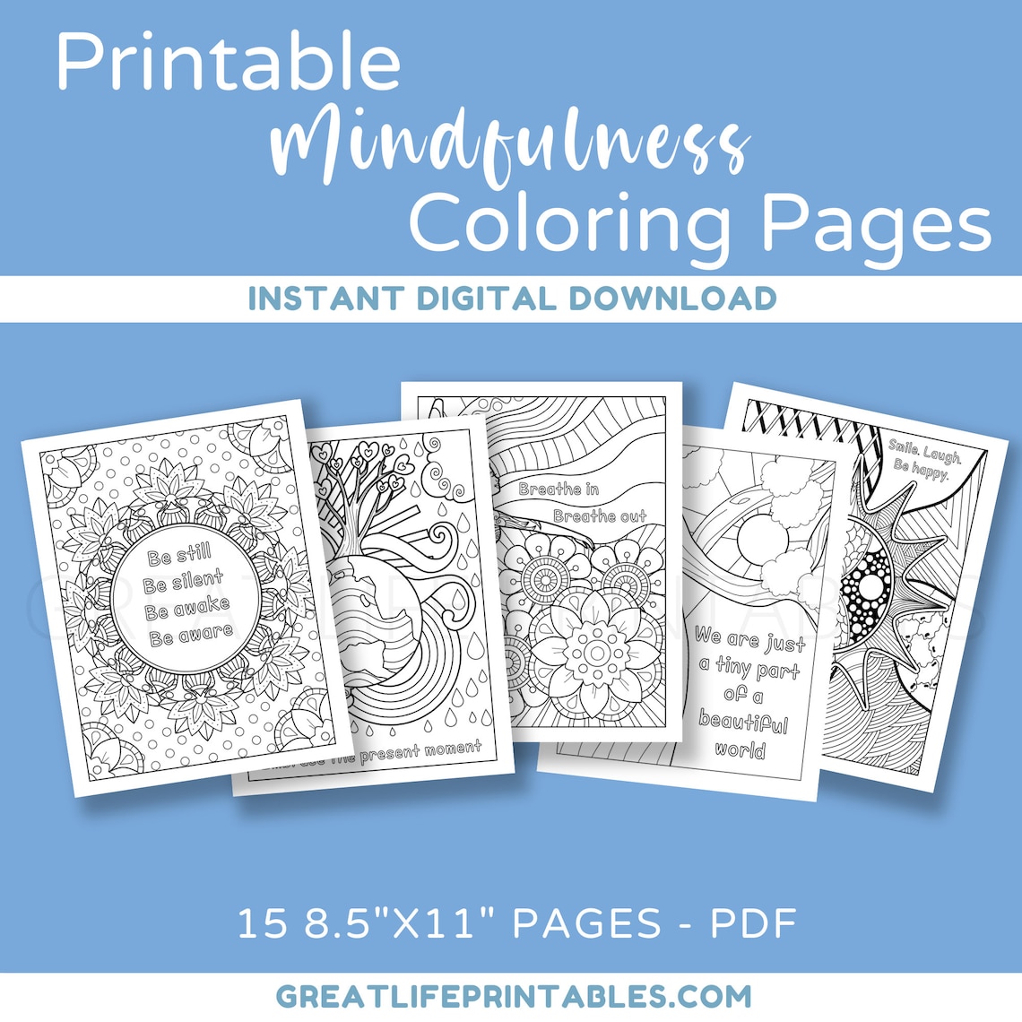 Printable Mindfulness Coloring Pages, Printable Coloring Pages, Adult ...