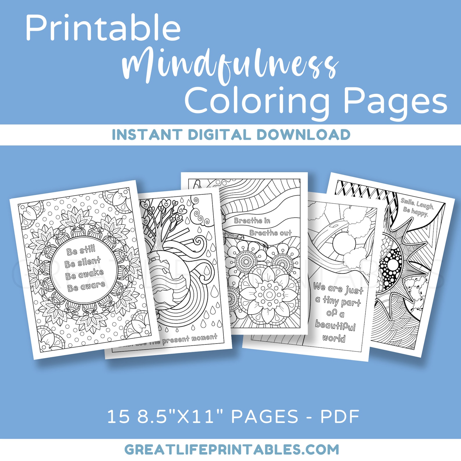 Printable Mindfulness Coloring Pages, Printable Coloring Pages, Adult ...