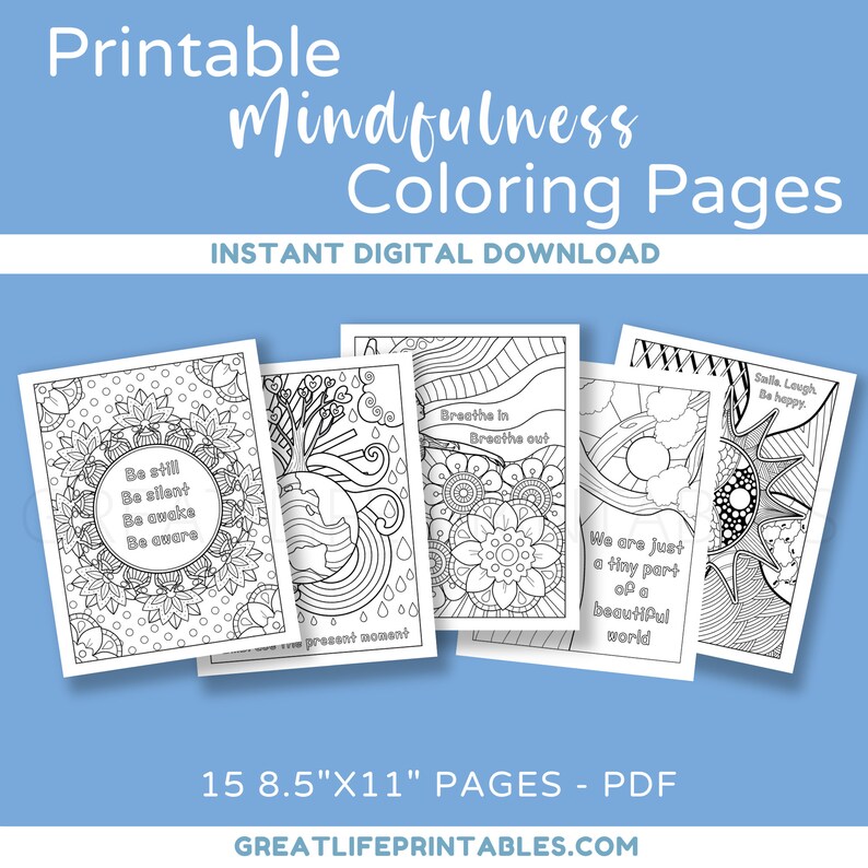 Printable Mindfulness Coloring Pages, Printable Coloring Pages, Adult ...
