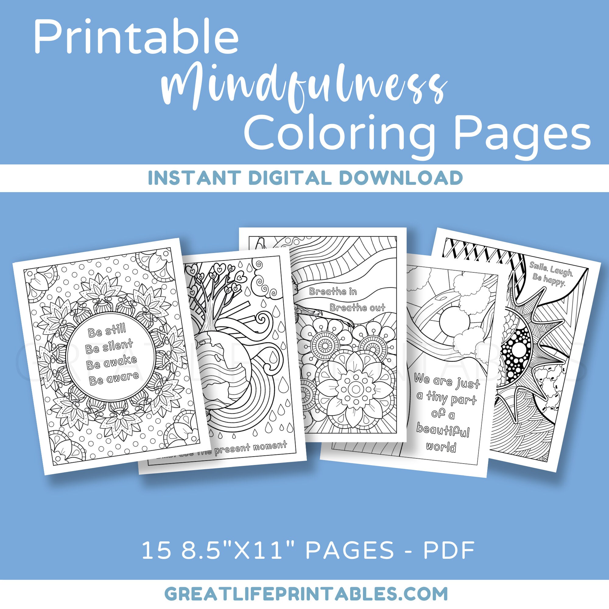 Printable Mindfulness Coloring Pages, Printable Coloring Pages, Adult ...