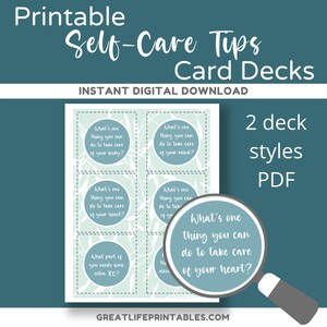 Printable Self-care Cards, Self Care Card Deck, Self Care Tips, Self ...
