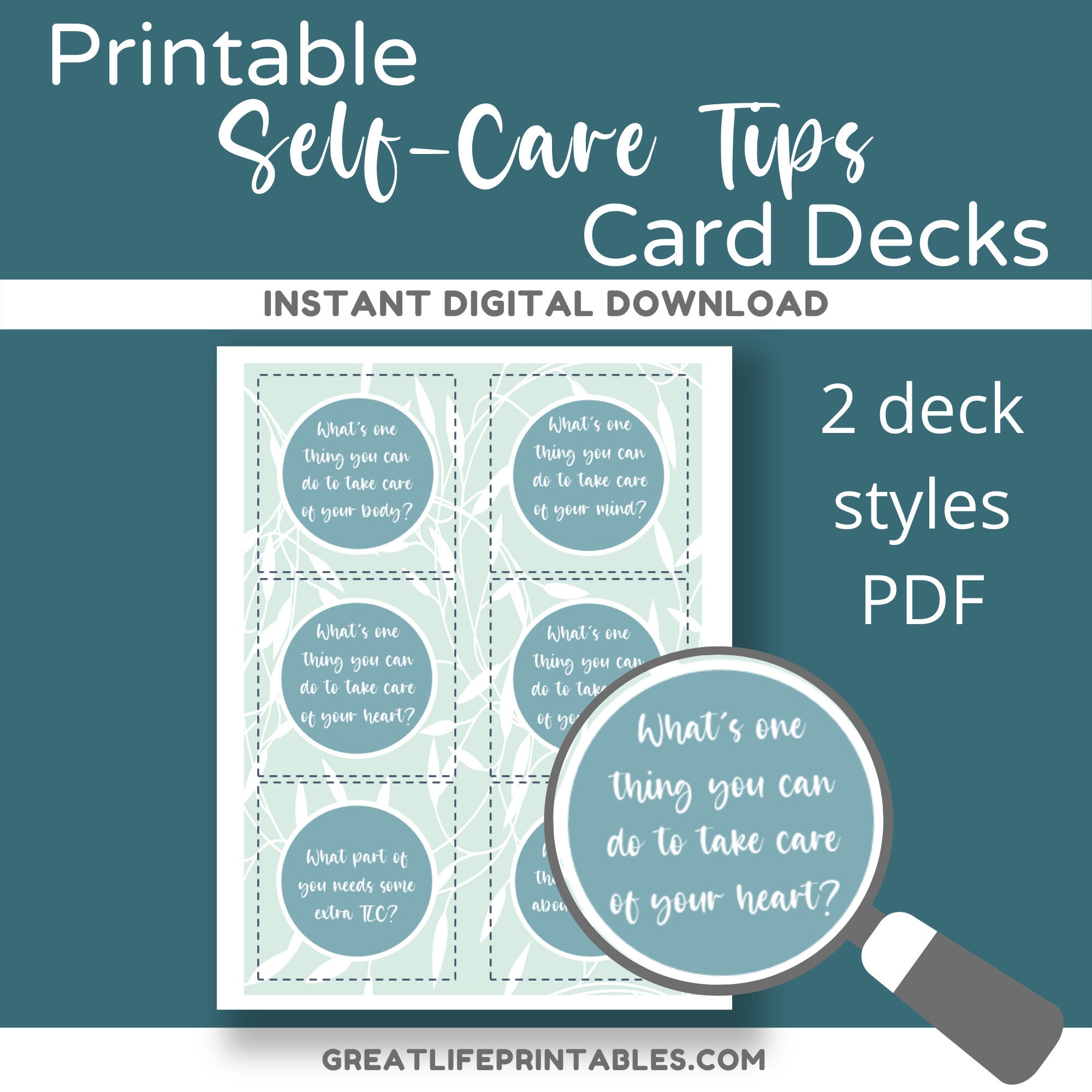 Buy Printable Self-care Cards, Self Care Card Deck, Self Care Tips ...