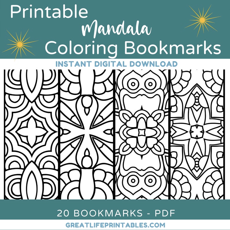 Coloring Bookmarks, Printable Bookmarks, Mandala Coloring, Bookmark Set ...