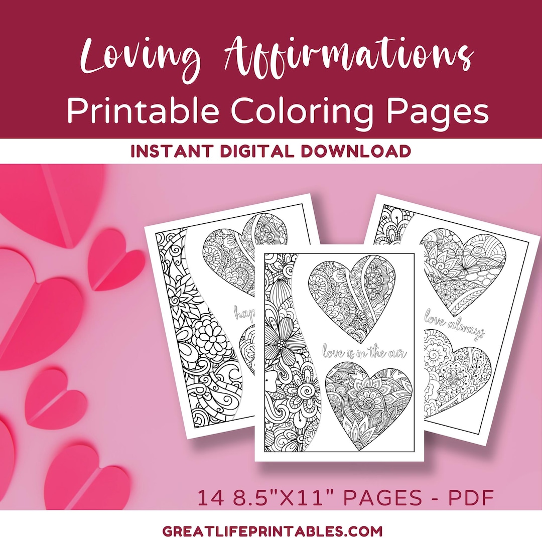 Printable Heart Coloring Pages, Valentines Day Coloring Pages, Love ...