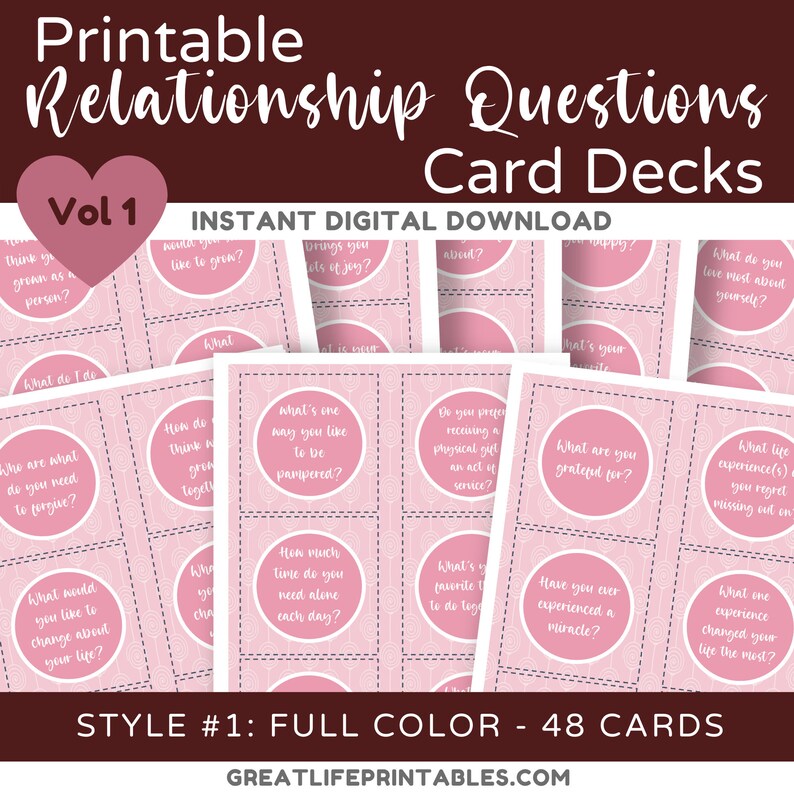 Couples Questions Printable Card Deck Couples Gift Printable - Etsy