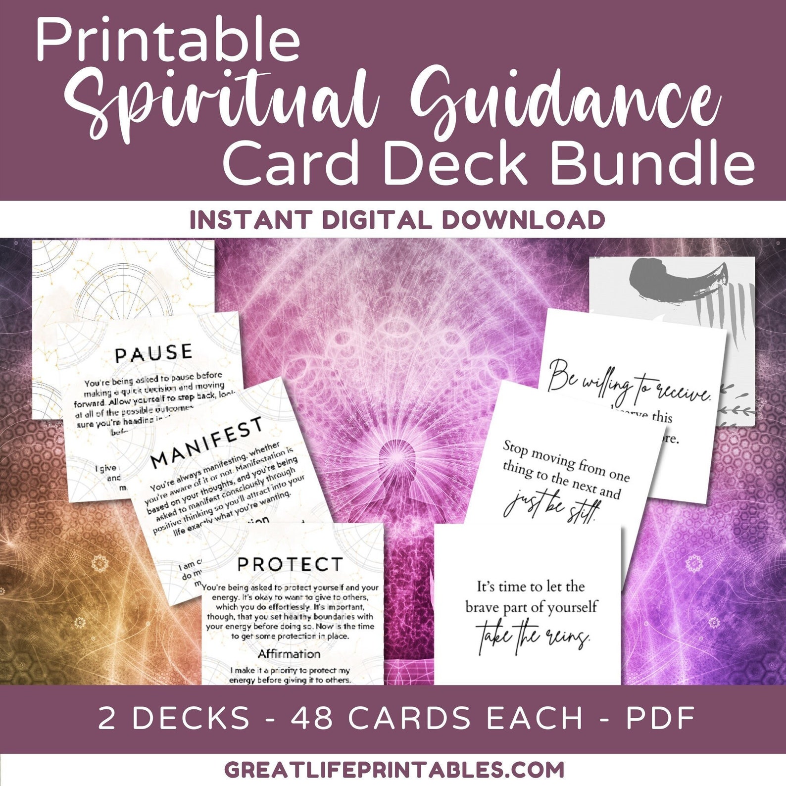 Spiritual Guidance Printable Card Deck Oracle Cards Fortune - Etsy
