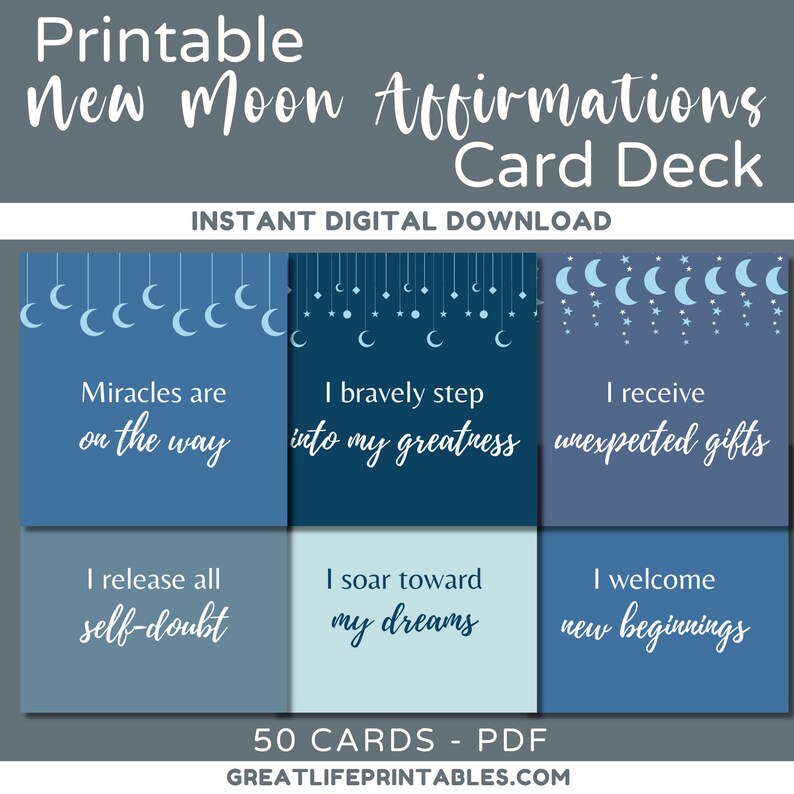 New Moon Affirmations, Printable Affirmations, Affirmation Cards ...