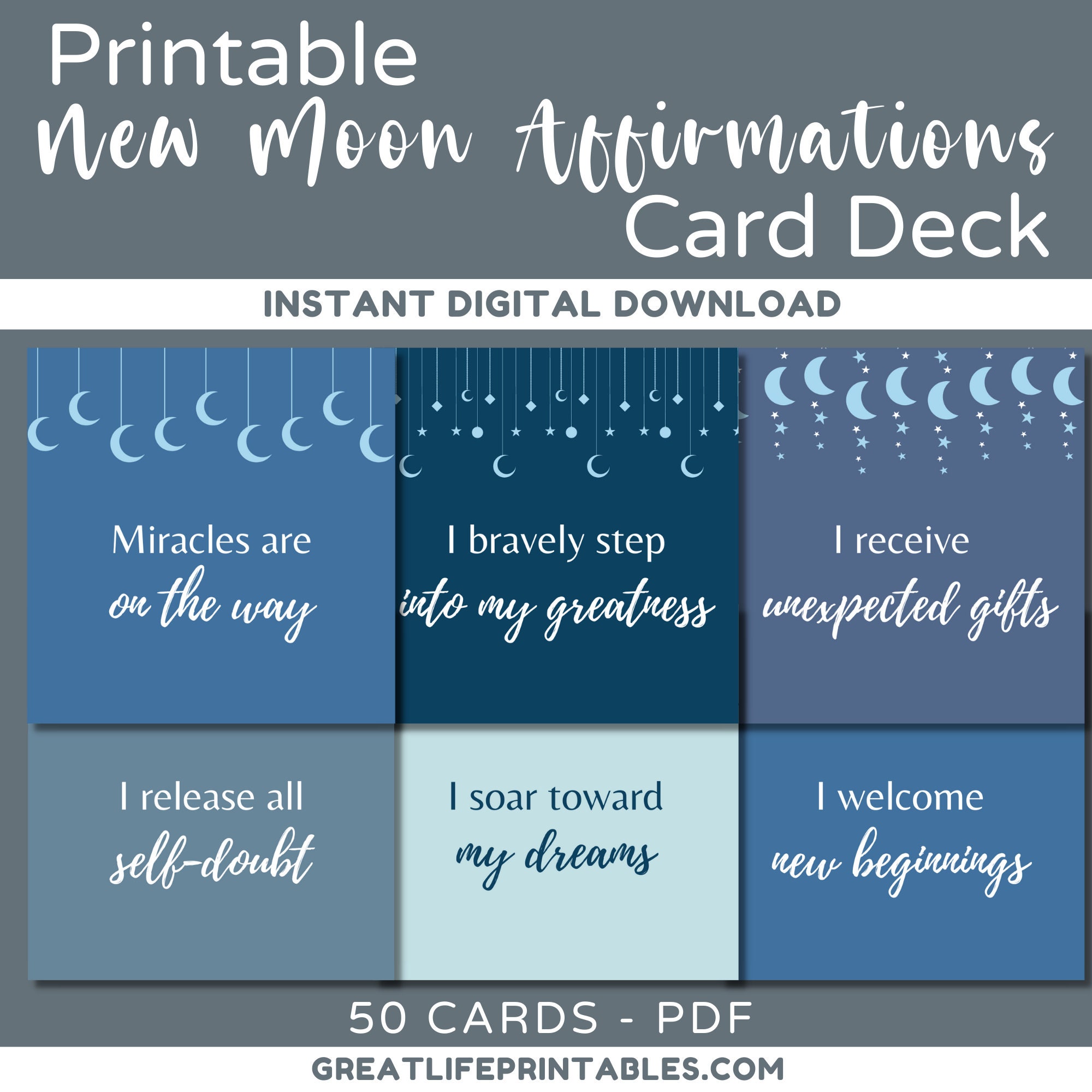 New Moon Affirmations, Printable Affirmations, Affirmation Cards ...
