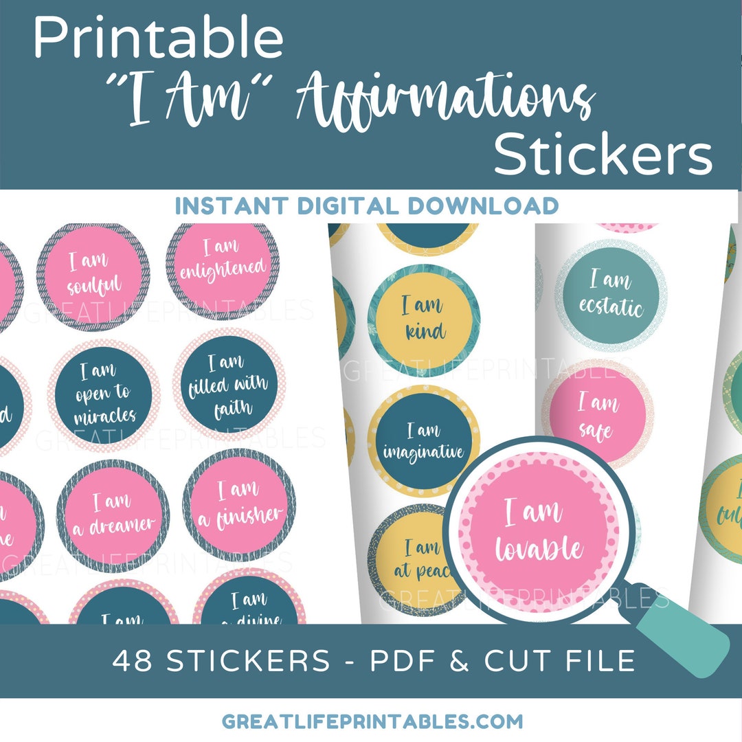 Printable i Am Affirmation Stickers, Affirmation Stickers for Planner ...